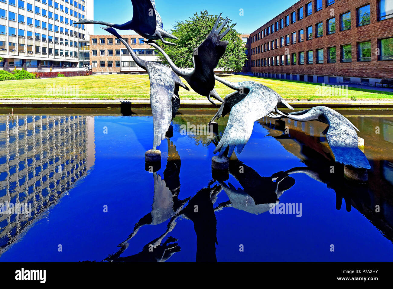 Swans in Flight bronze sculpture by David Wynne at Newcastle Civic ...