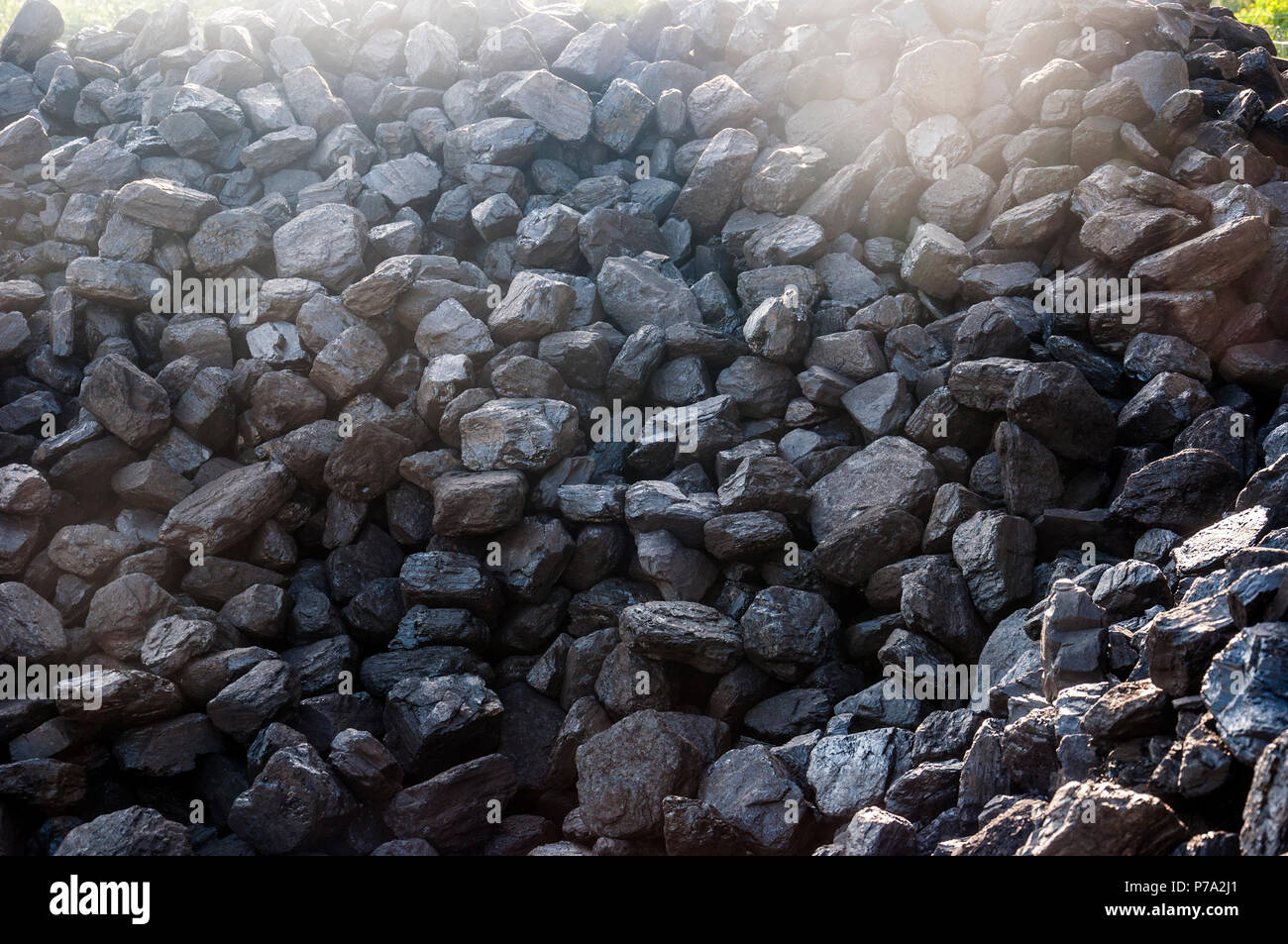 small bricks of black coal for sale Stock Photo - Alamy