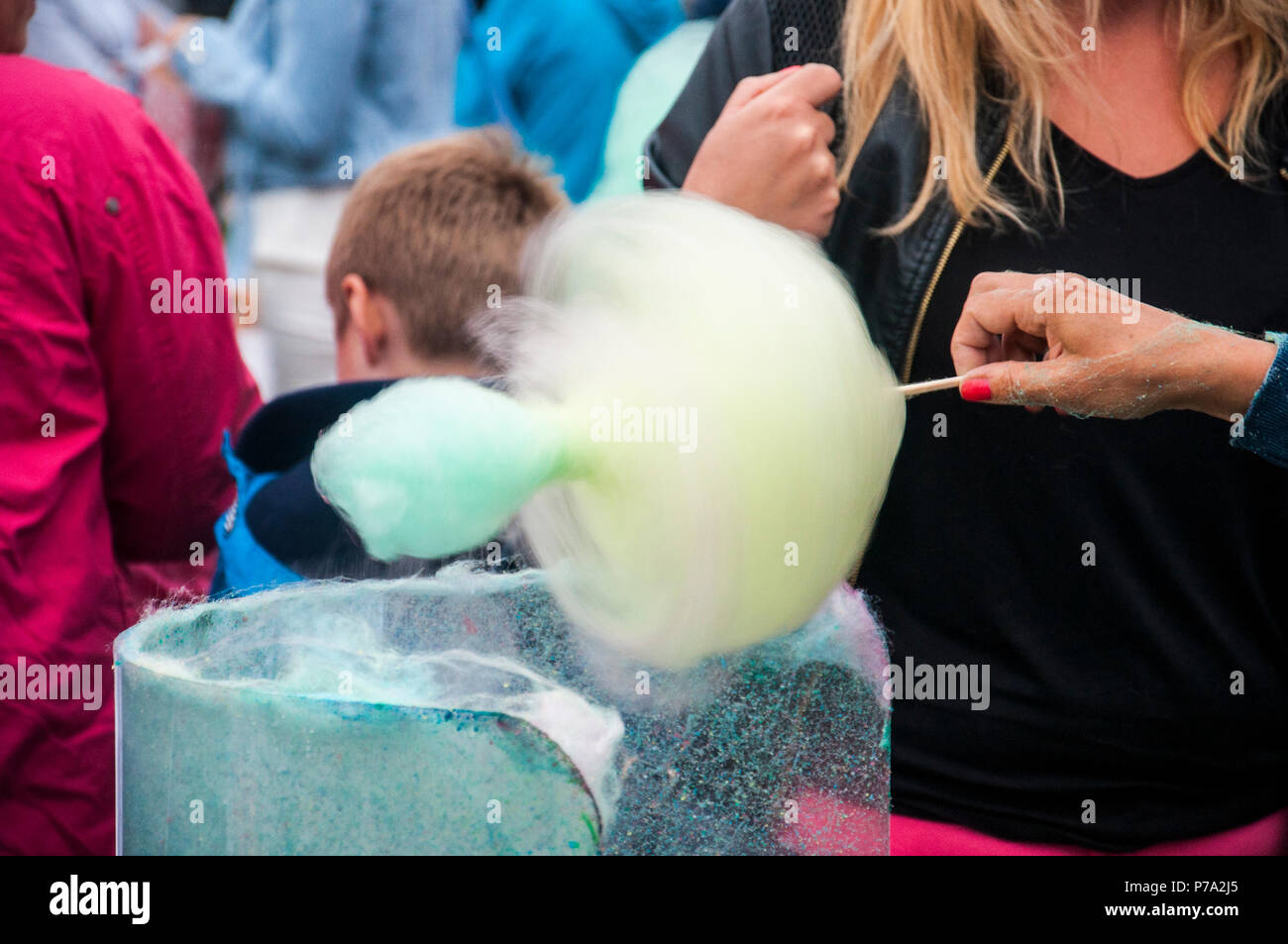 cotton candy being made in Poland Stock Photo - Alamy