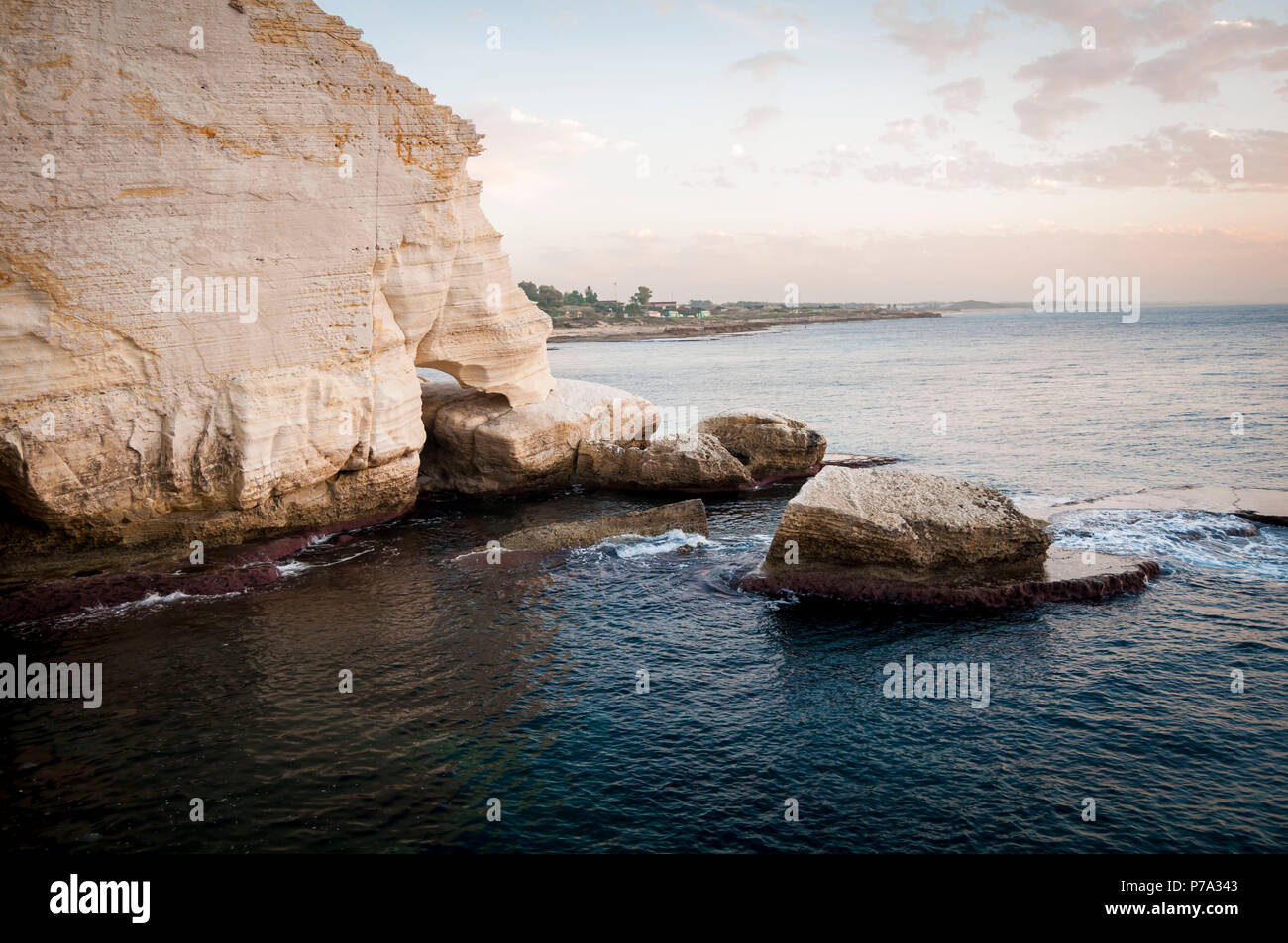 Rosh Hanikra grottos stock image. Rosh Hanikra, Israel, December 2014 ...