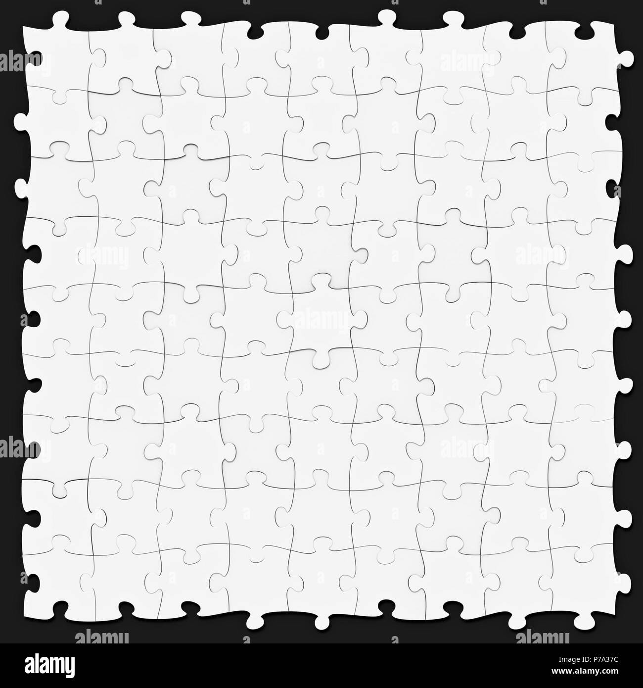 Jigsaw puzzles square mockup background assembled on dark background ...
