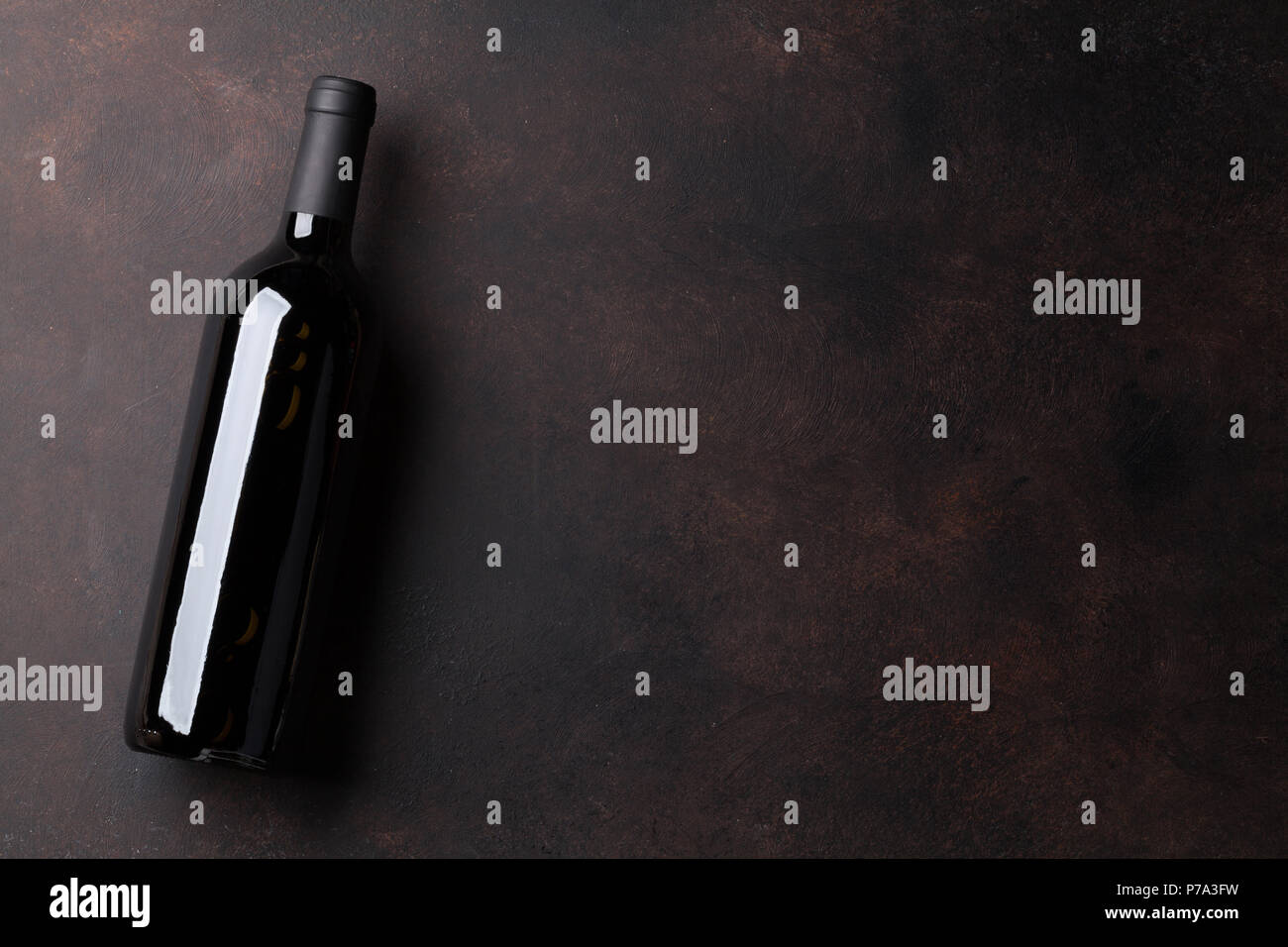 Red wine bottle. Top view with space for your text Stock Photo - Alamy