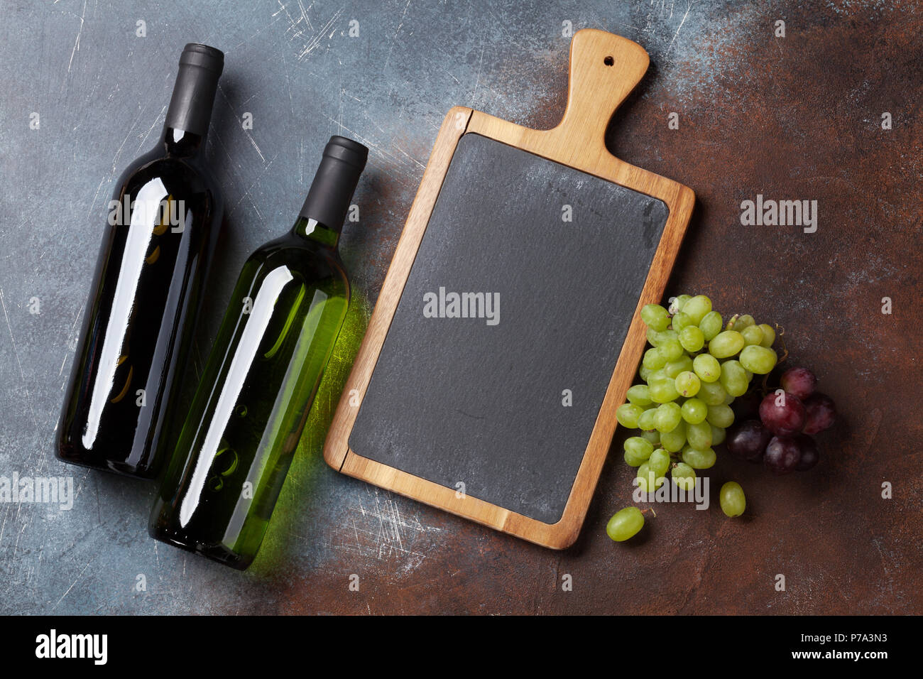 Wine and grape. Top view with space for your text Stock Photo - Alamy