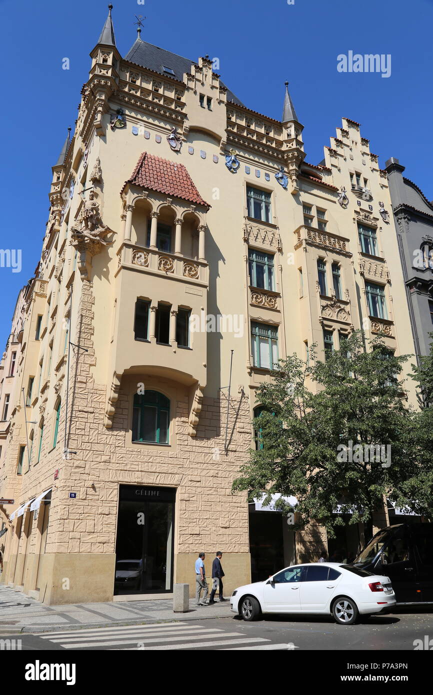 St George and the Dragon statue decorating Pařížská 15, on the corner ...