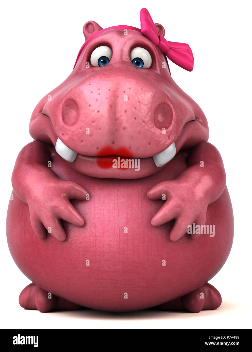 Pink Hippo - 3D Illustration Stock Photo - Alamy