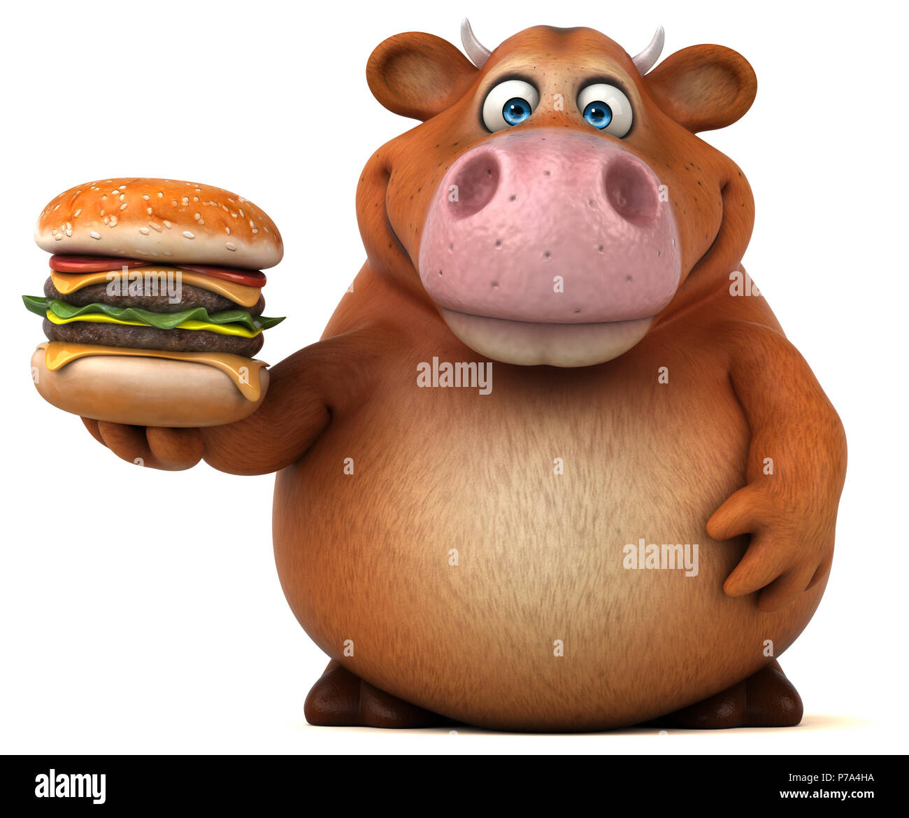 Fun cow - 3D Illustration Stock Photo - Alamy