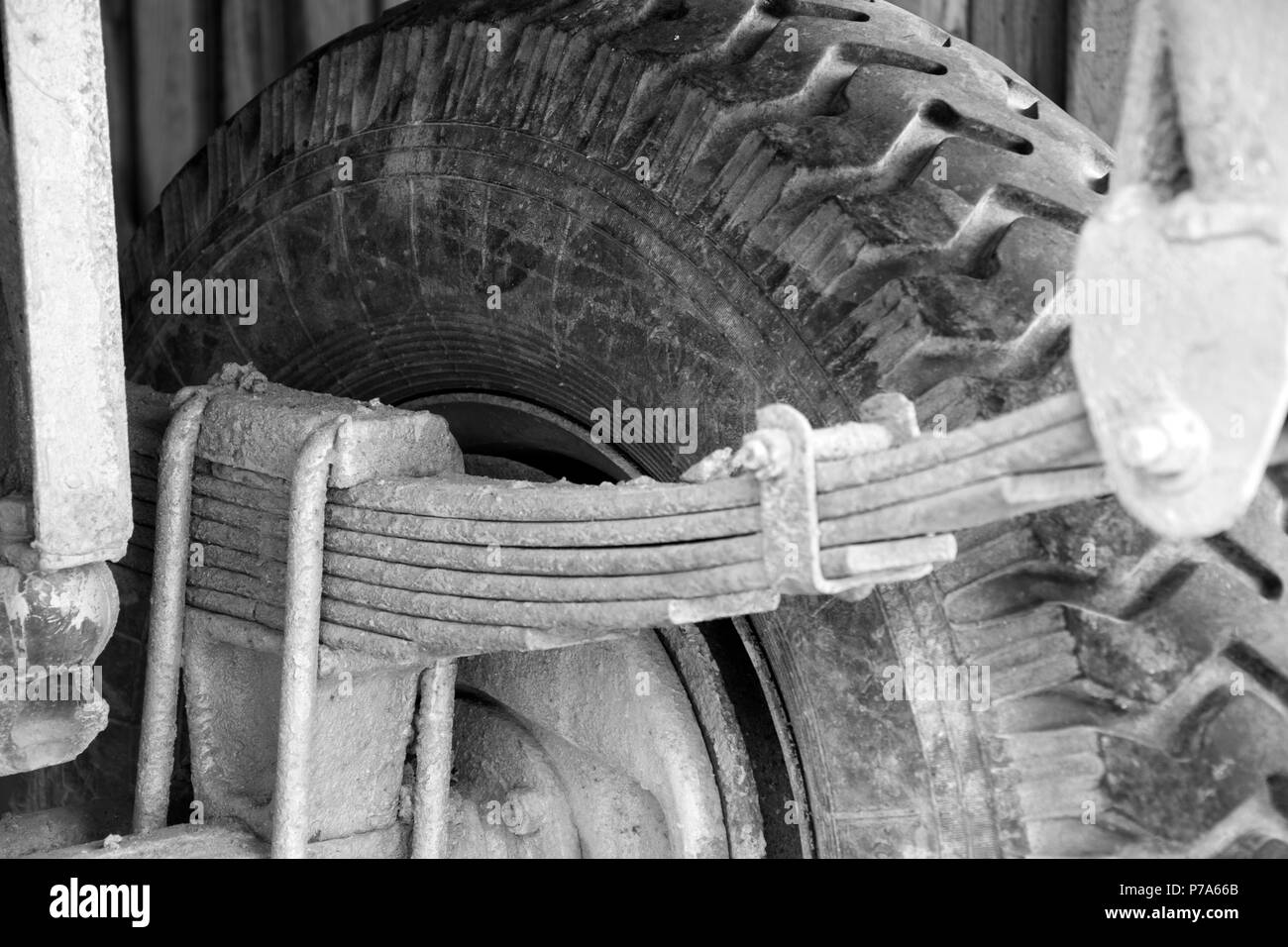Old trailer wheel Stock Photo - Alamy