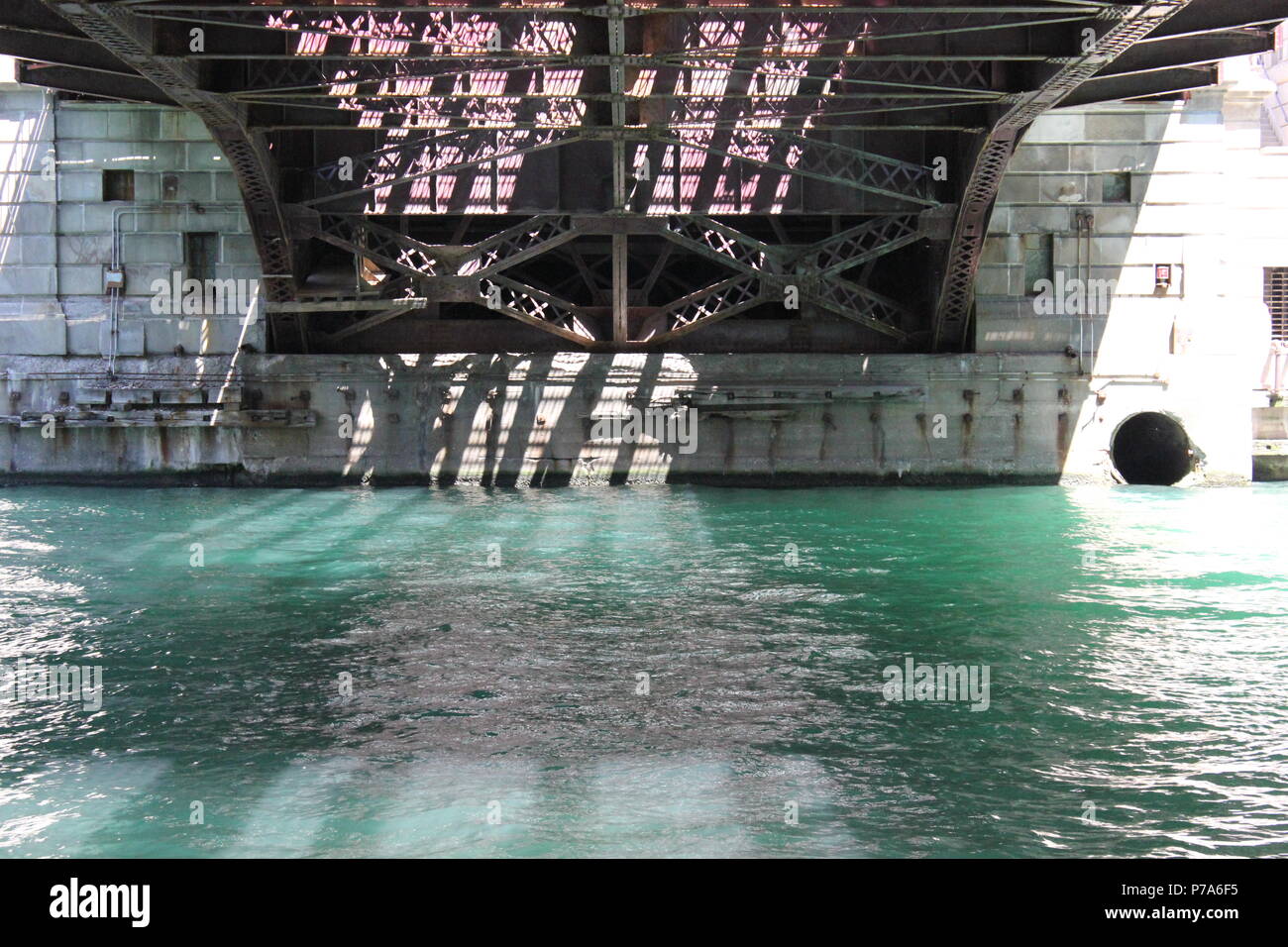 Under the Clark Street Bridge along the Chicago River at downtown ...