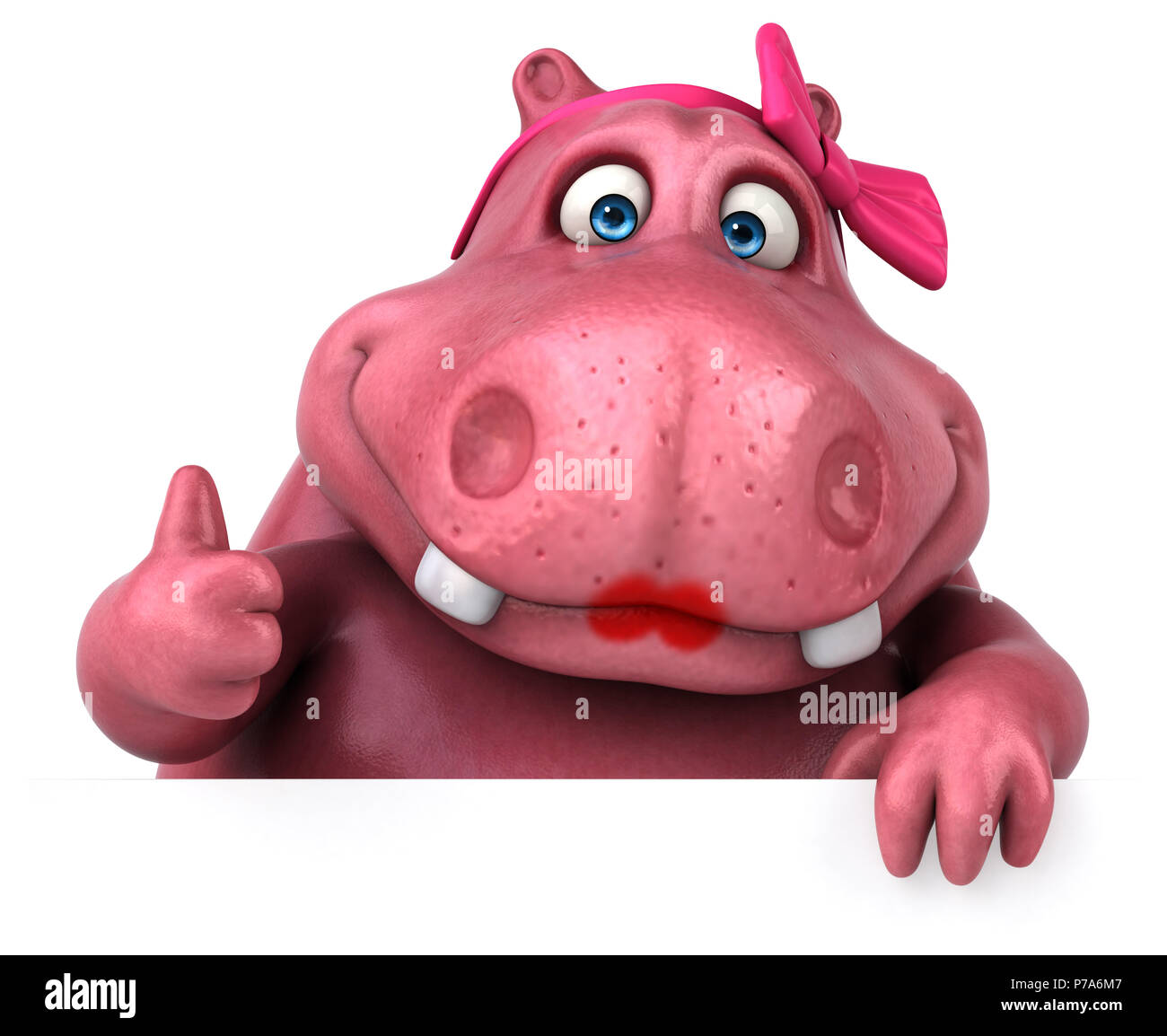 Pink Hippo - 3D Illustration Stock Photo - Alamy