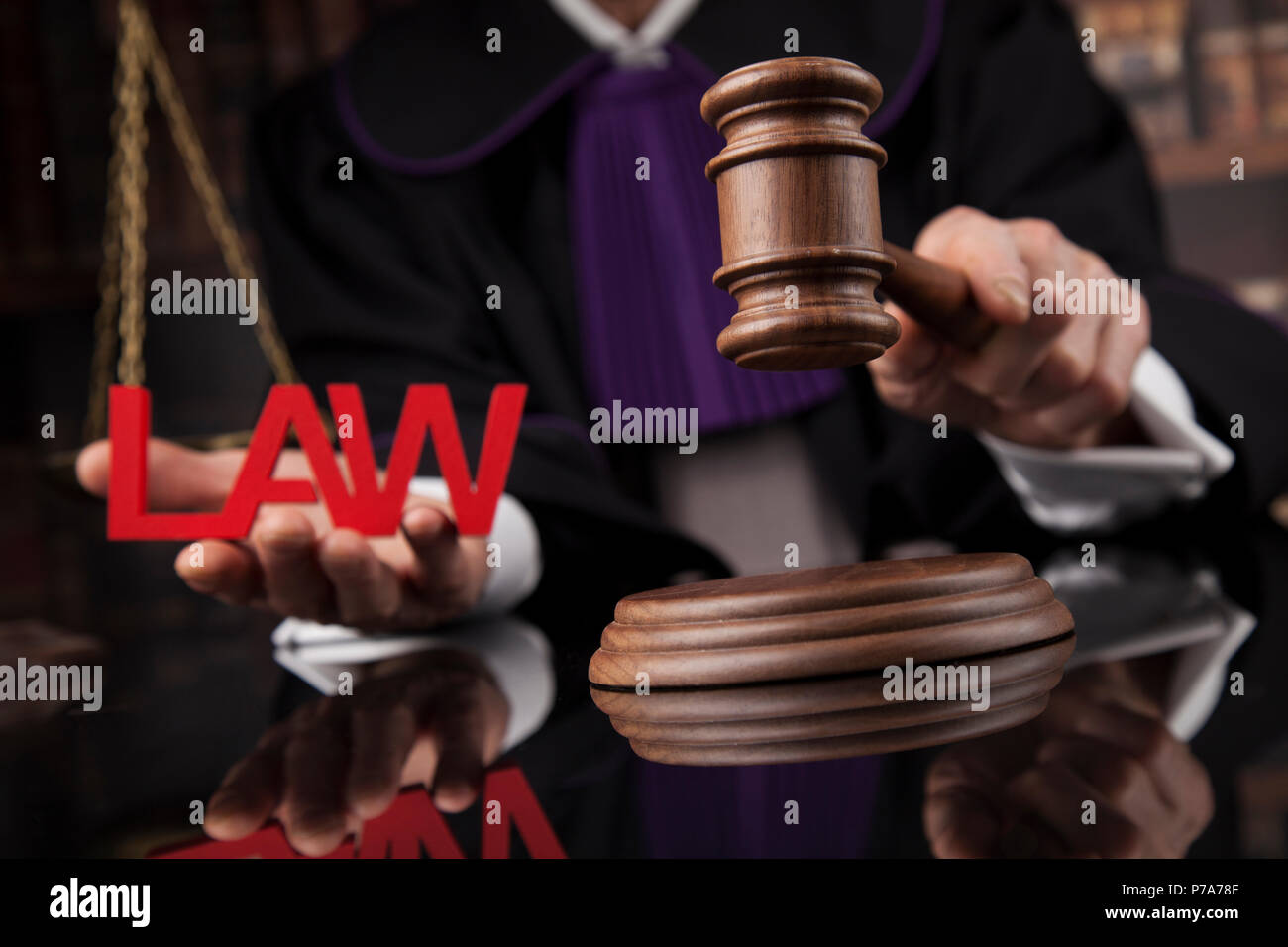 Courtroom, Judge, male judge in black mirror background Stock Photo - Alamy