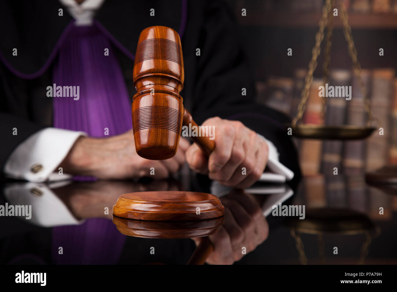 Courtroom, Judge, male judge in black mirror background Stock Photo - Alamy