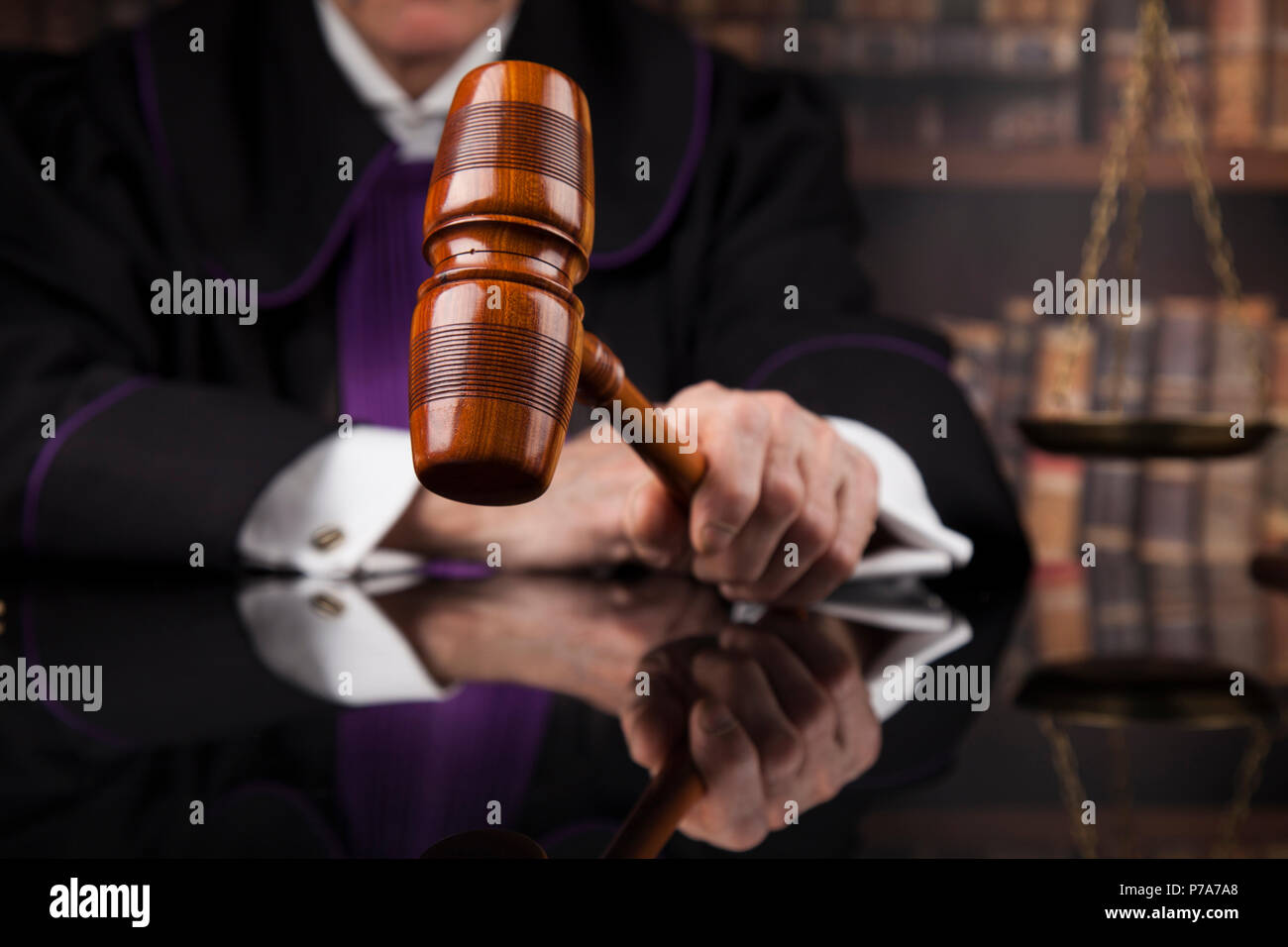 Courtroom, Judge, male judge in black mirror background Stock Photo - Alamy