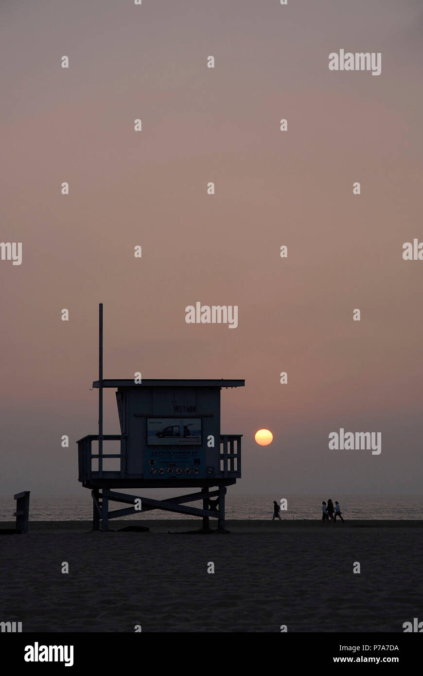lifeguard towers Santa Monica beach California Stock Photo - Alamy