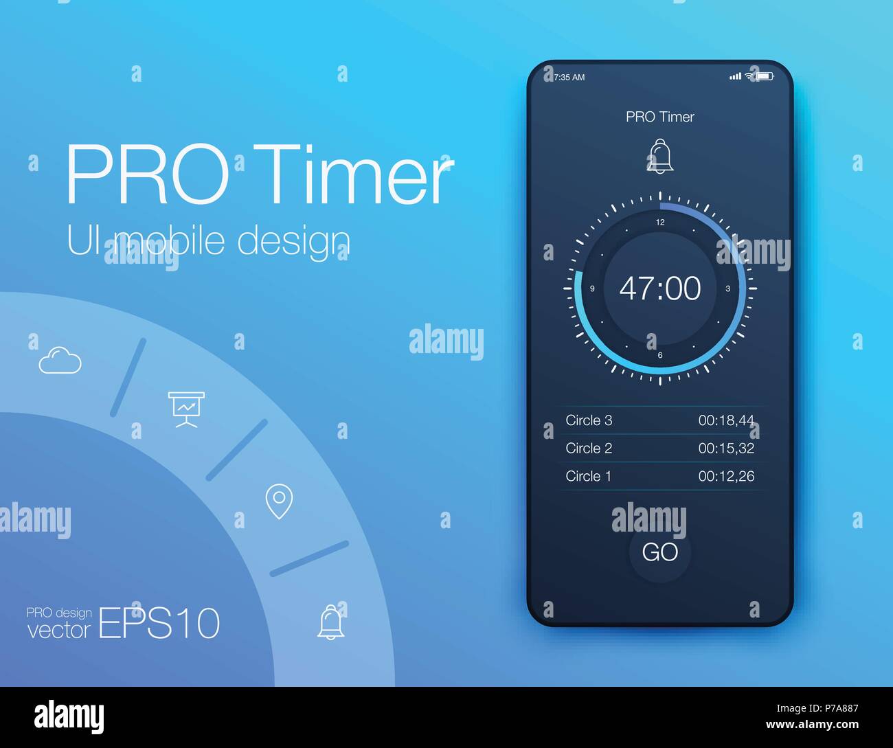 Timer clock application UI design concept. Stock vector Stock Vector ...