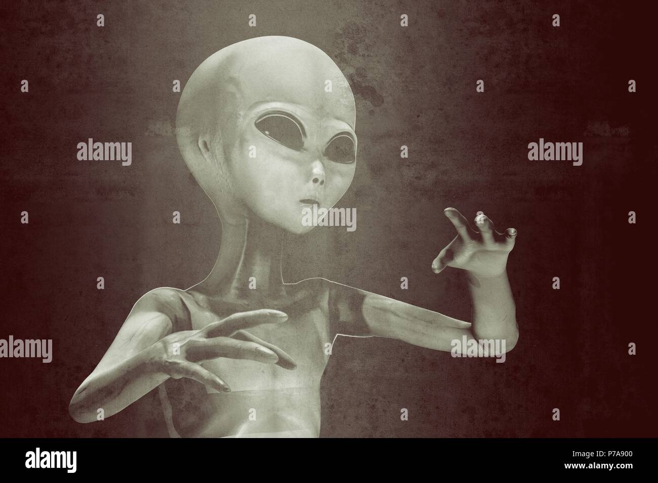 alien isolated on black background 3d illustration Stock Photo - Alamy
