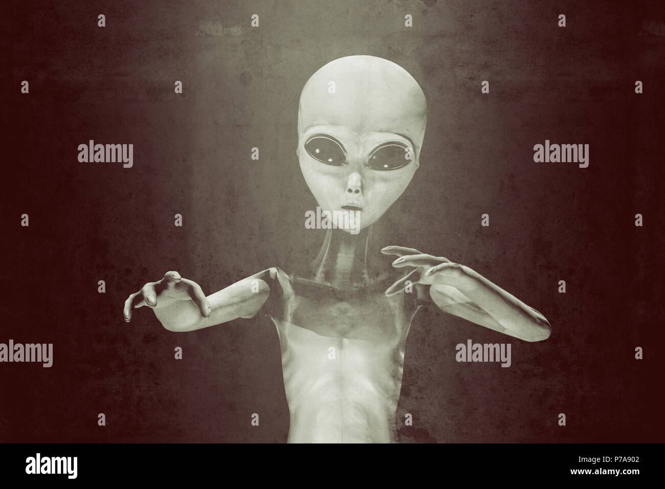 alien isolated on black background 3d illustration Stock Photo - Alamy