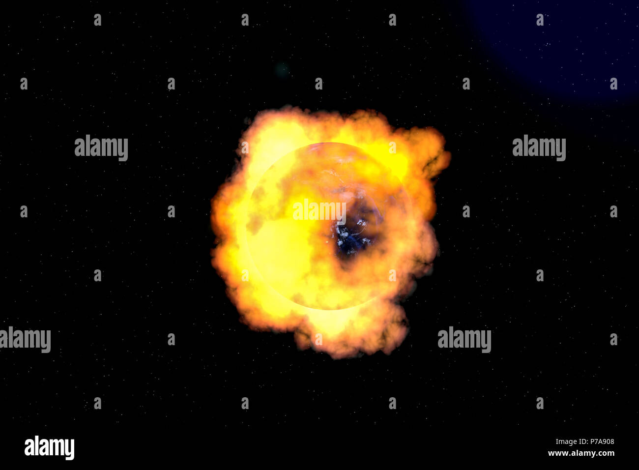 planet huge explosion 3d illustration Stock Photo - Alamy