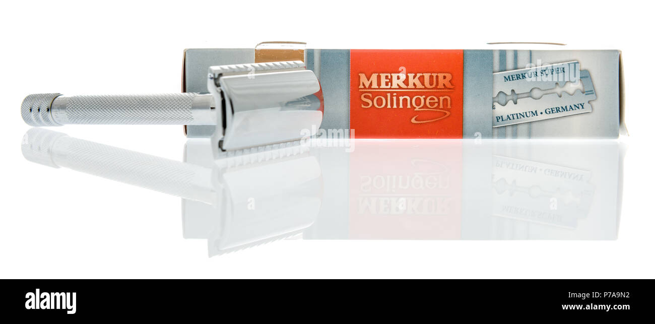 Winneconne, WI - 4 July 2018: A package of a Merkur Solingen double ...
