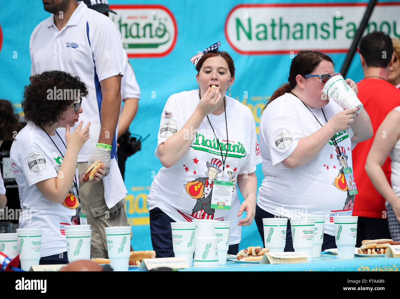 New York, USA. 4th July, 2018. Eaters compete in the women's ...