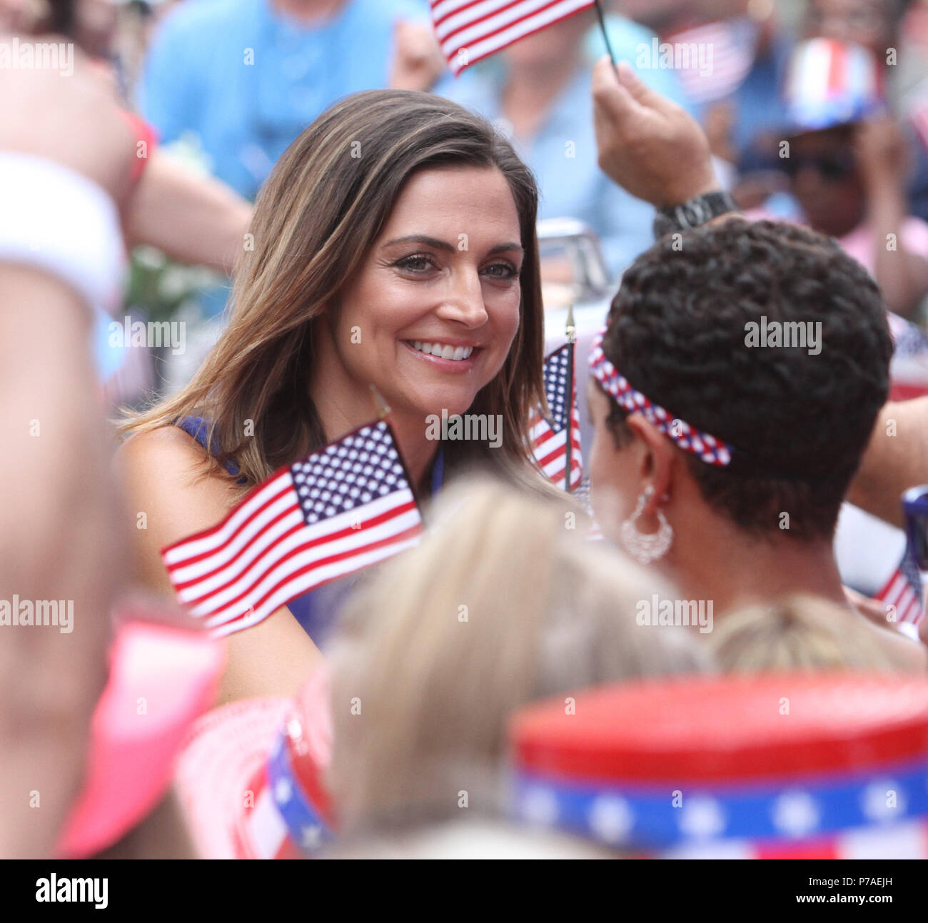 New York, NY, USA. 04th July, 2018. Paula Faris hosting at Good Morning ...