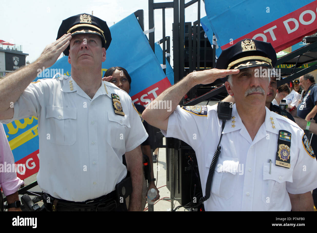 New York, NY, USA. 4th July, 2018. (L-R) NYPD Chief of Department ...