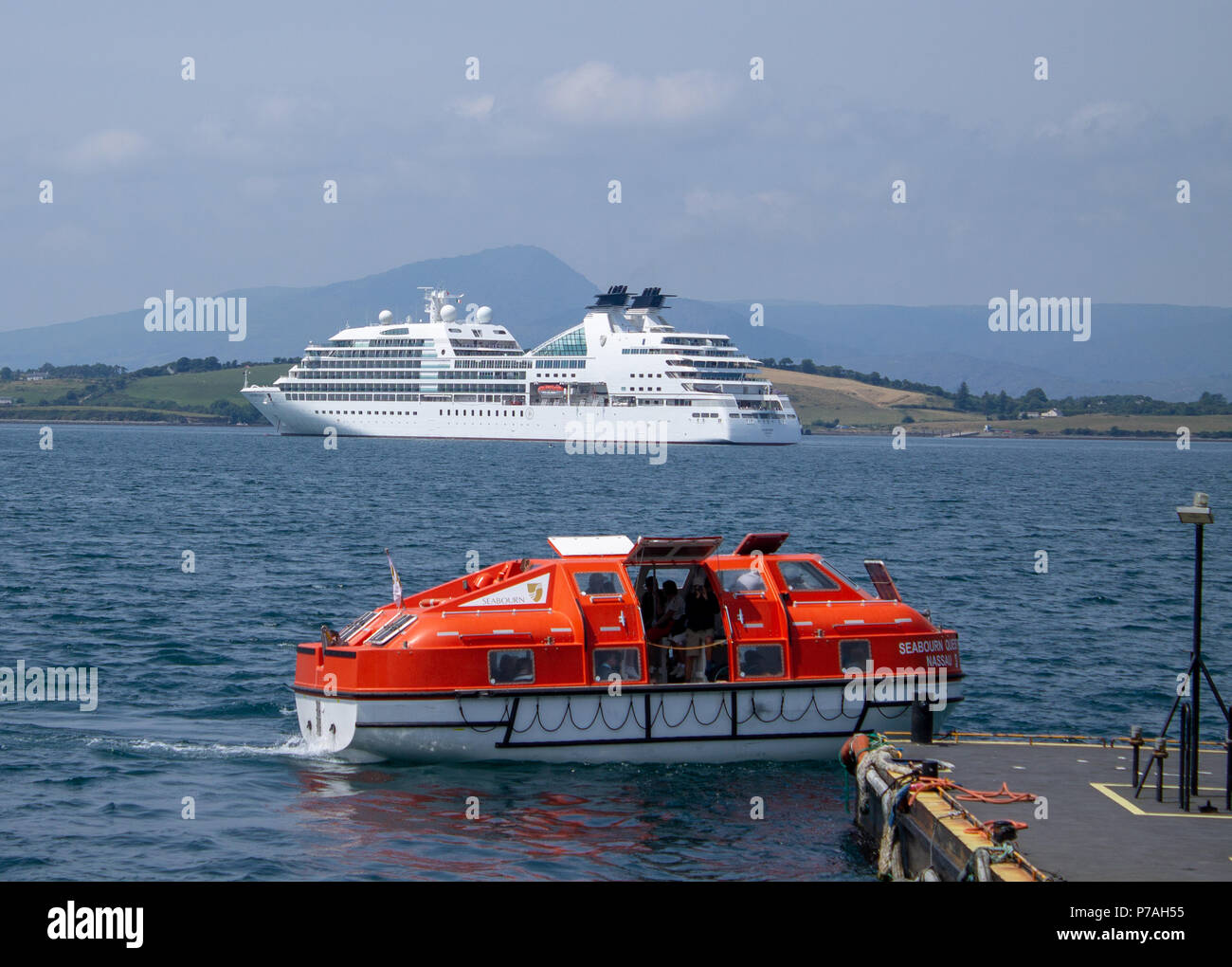 Bantry, West Cork, Ireland. 5th July, 2018. MV Seabourn Quest gleams ...