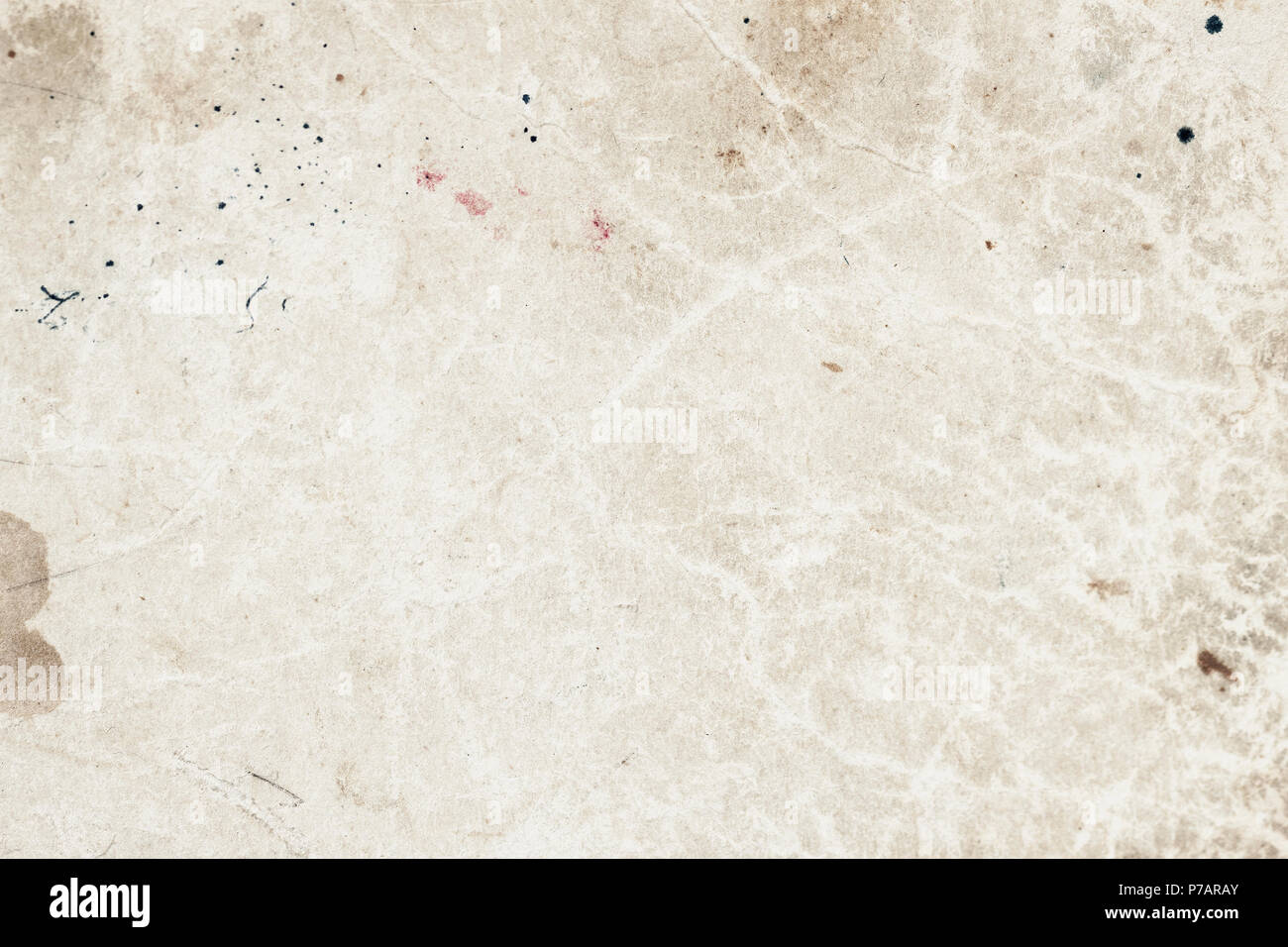 Aged rough weathered paper sheet, dirt stains, spots, inclusions ...