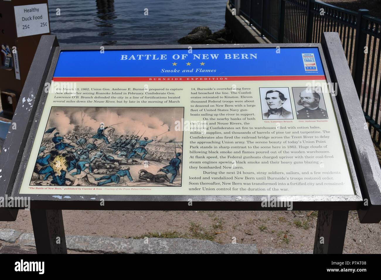 A Historic Marker with information about the Battle of New Bern in the ...