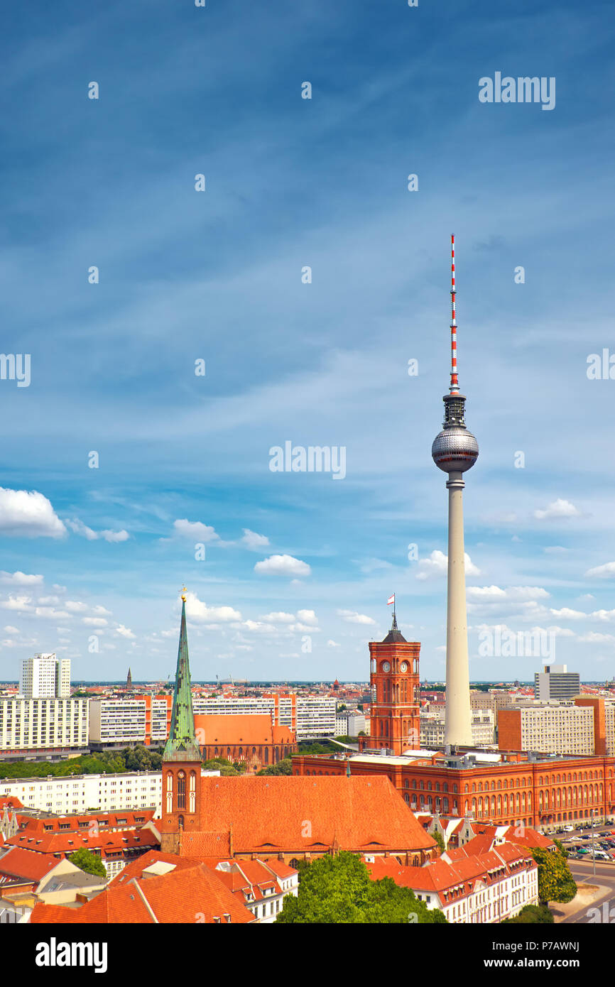 Aerial view of fernsehturm berlin and alexanderplatz hi-res stock photography and images - Alamy