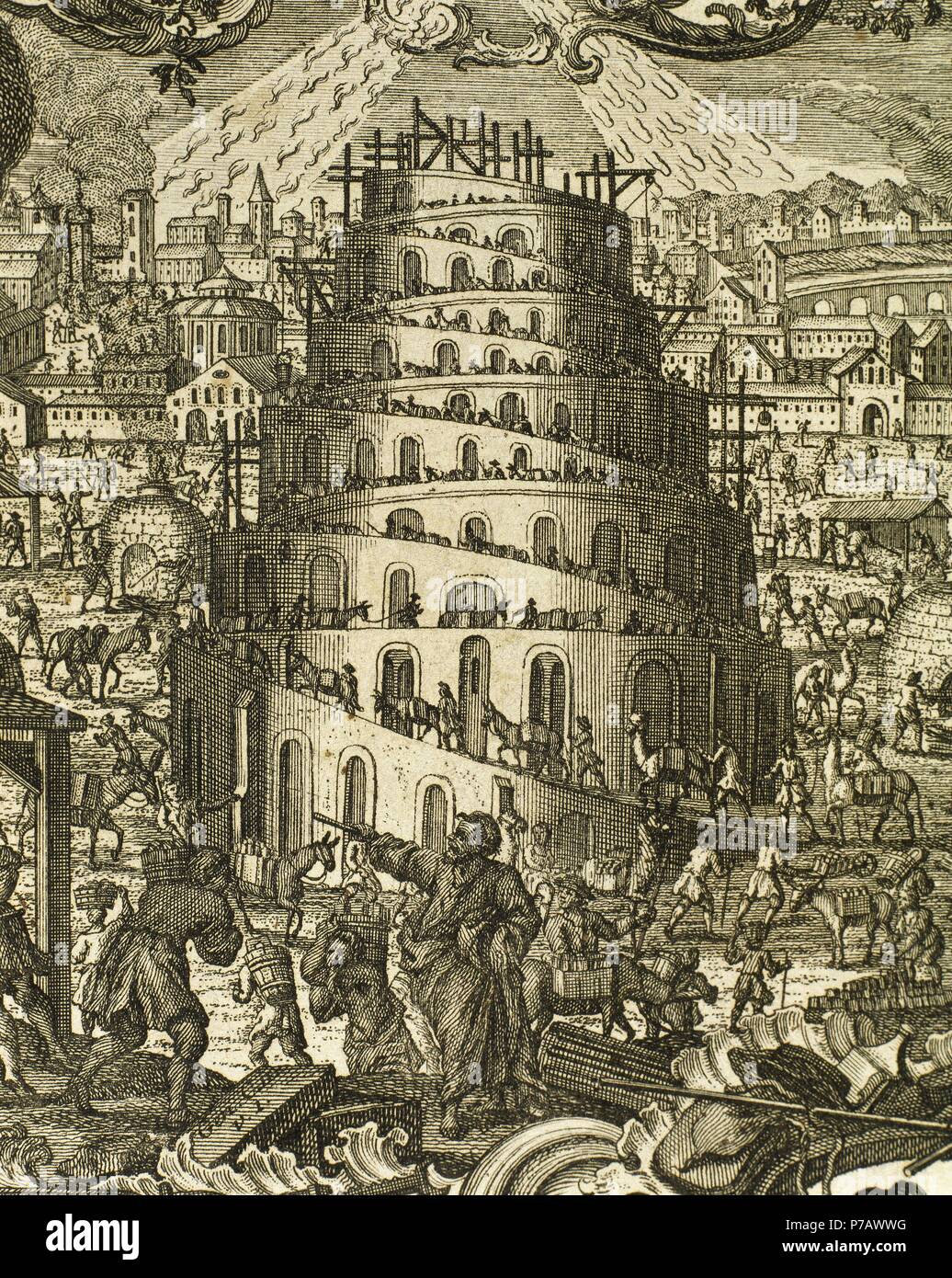 Old Testament. Book of Genesis. The Tower of Babel. Engraving Stock ...