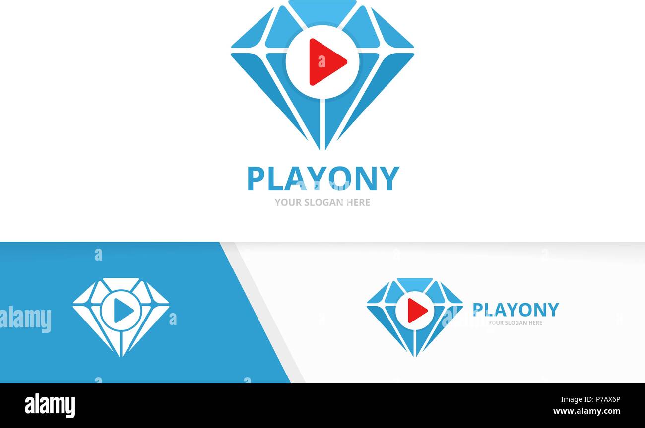 Vector diamond and play button logo combination. Jewelry and record ...