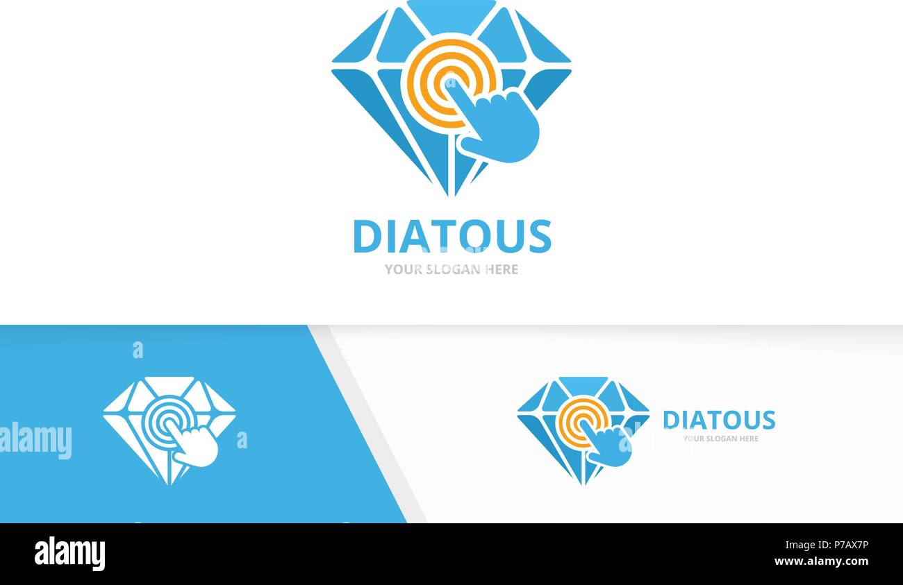 Vector diamond and click logo combination. Jewelry and cursor symbol or ...