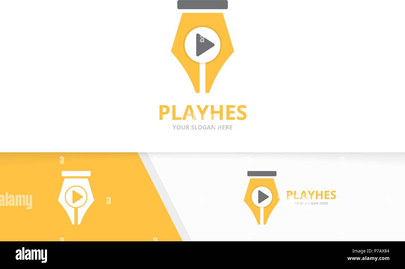 Vector pen and play button logo combination. Write and record symbol or ...