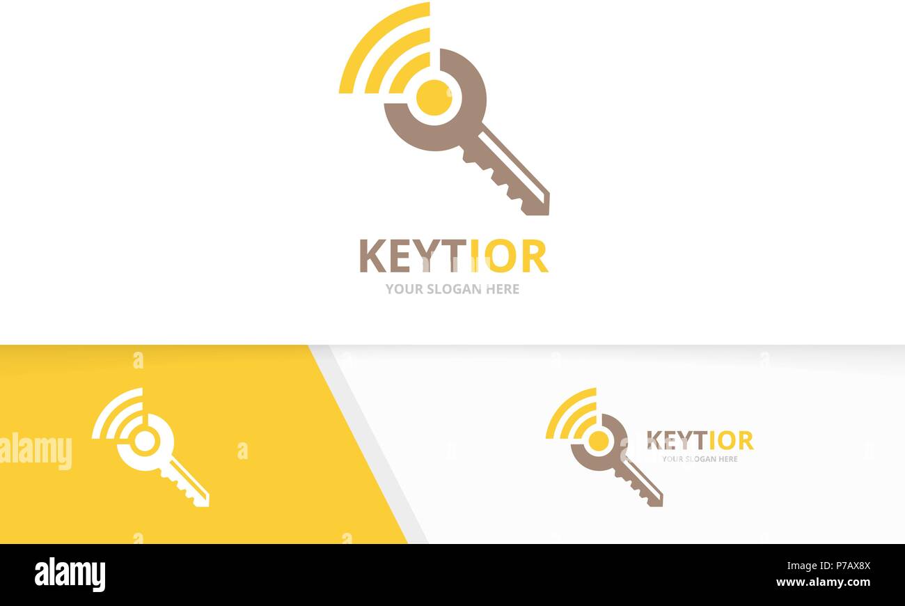 Vector key and wifi logo combination. Lock and signal symbol or icon ...