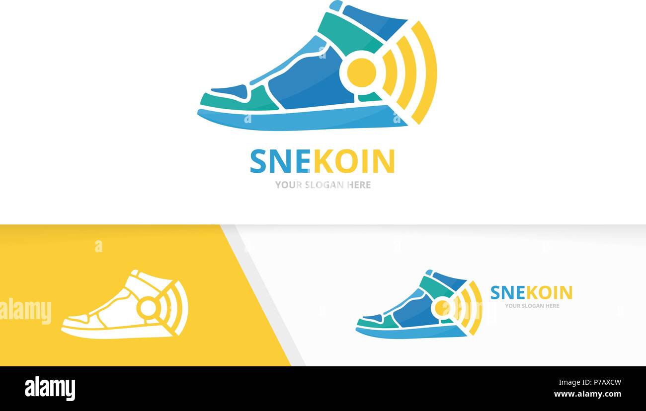 Vector sneaker and wifi logo combination. Shoe and signal symbol or ...