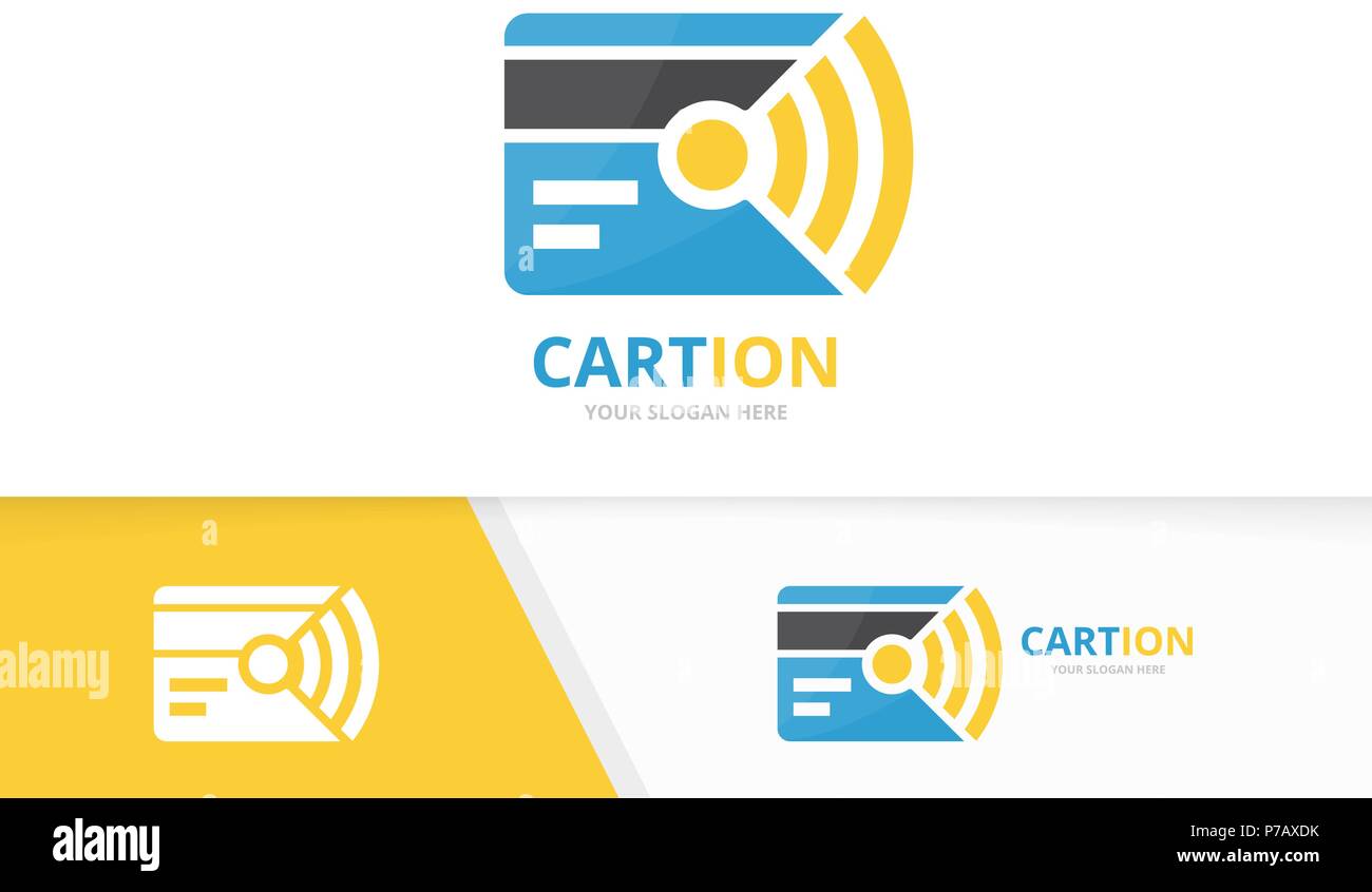Vector credit card and wifi logo combination. Gift and signal symbol or ...