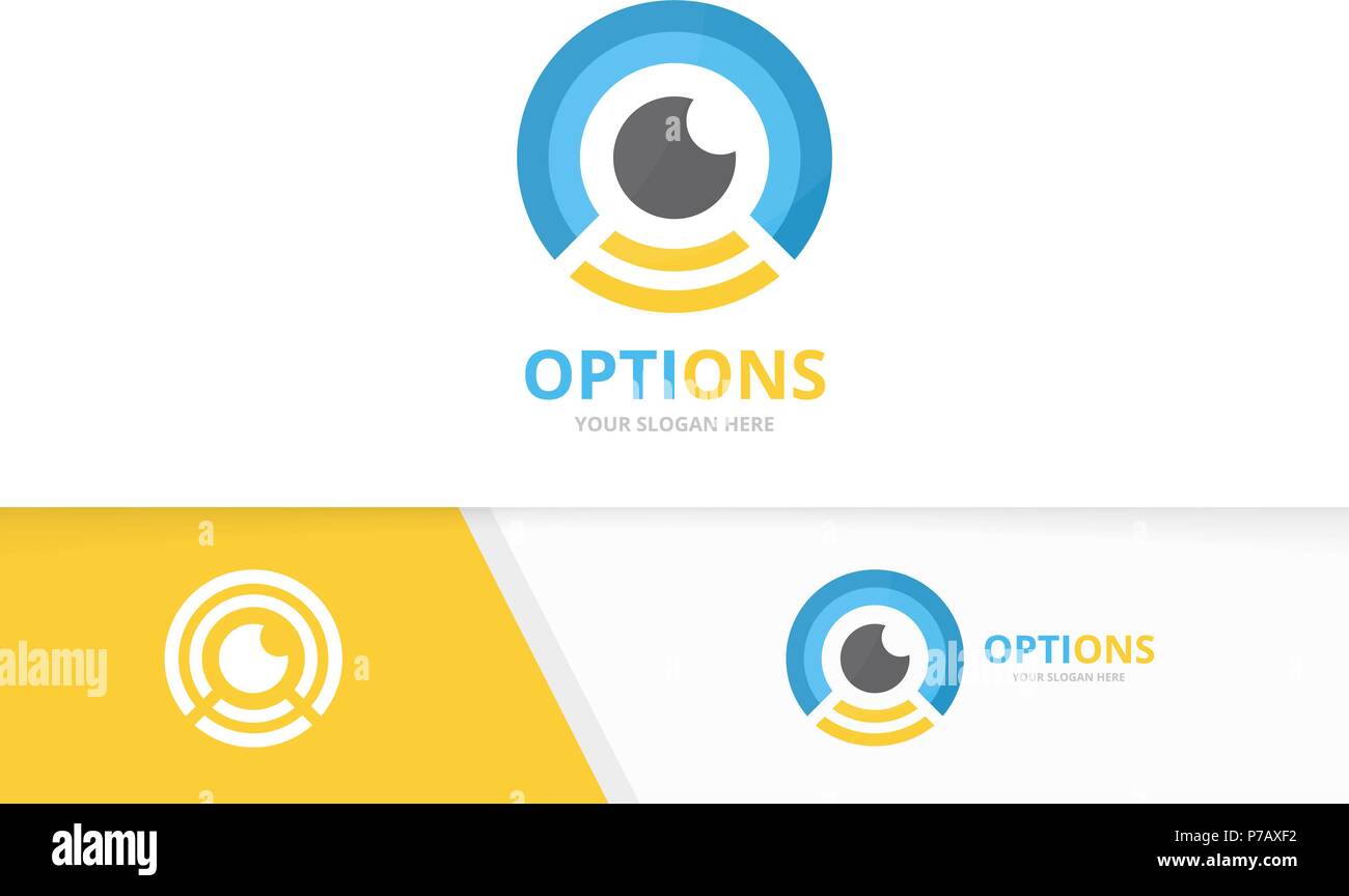 Vector eye and wifi logo combination. Optic and signal symbol or icon ...