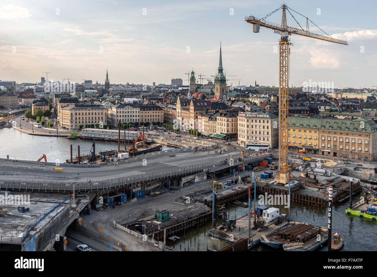 Construction work on waterfront, Stockholm, Sweden Stock Photo - Alamy