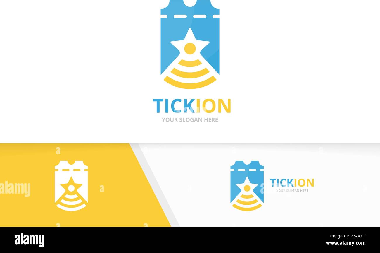 Vector ticket and wifi logo combination. Ducket and signal symbol or ...