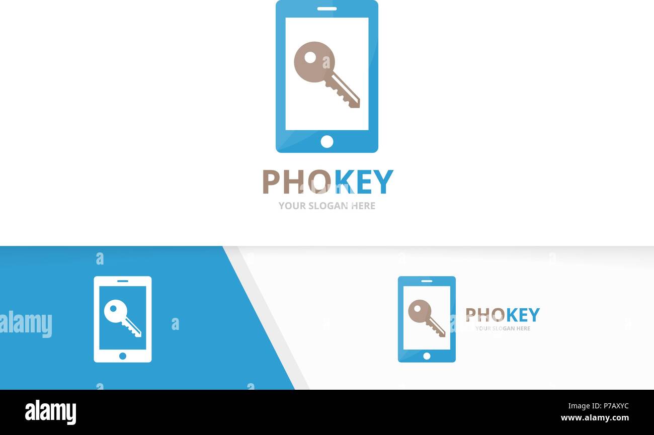 Vector key and phone logo combination. Lock and mobile symbol or icon ...