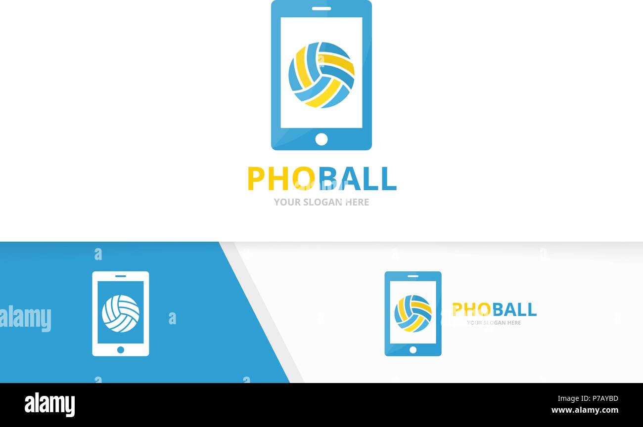 Vector volleyball and phone logo combination. Play and mobile symbol or ...