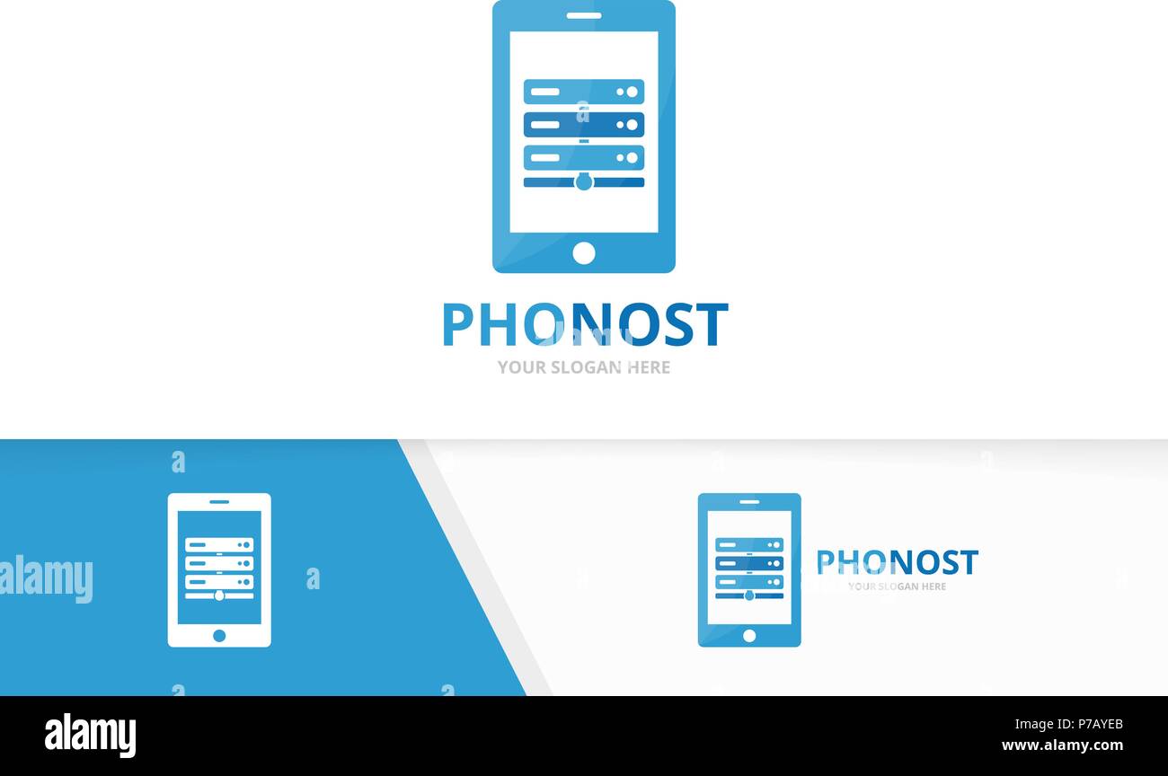 Vector host and phone logo combination. Server and mobile symbol or ...