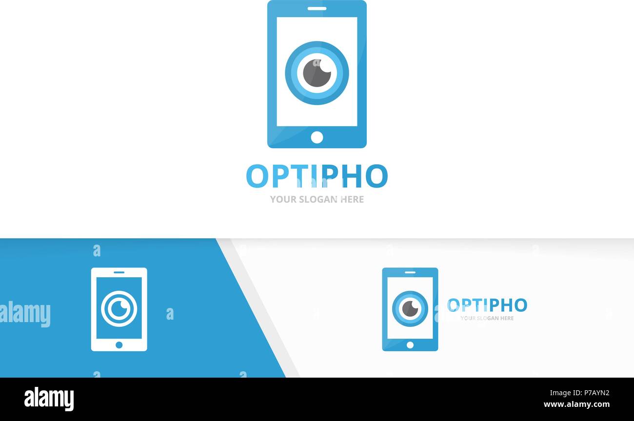 Vector eye and phone logo combination. Optic and mobile symbol or icon ...