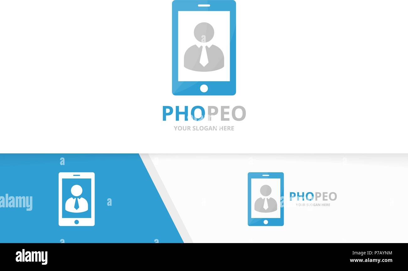Vector man and phone logo combination. People and mobile symbol or icon ...