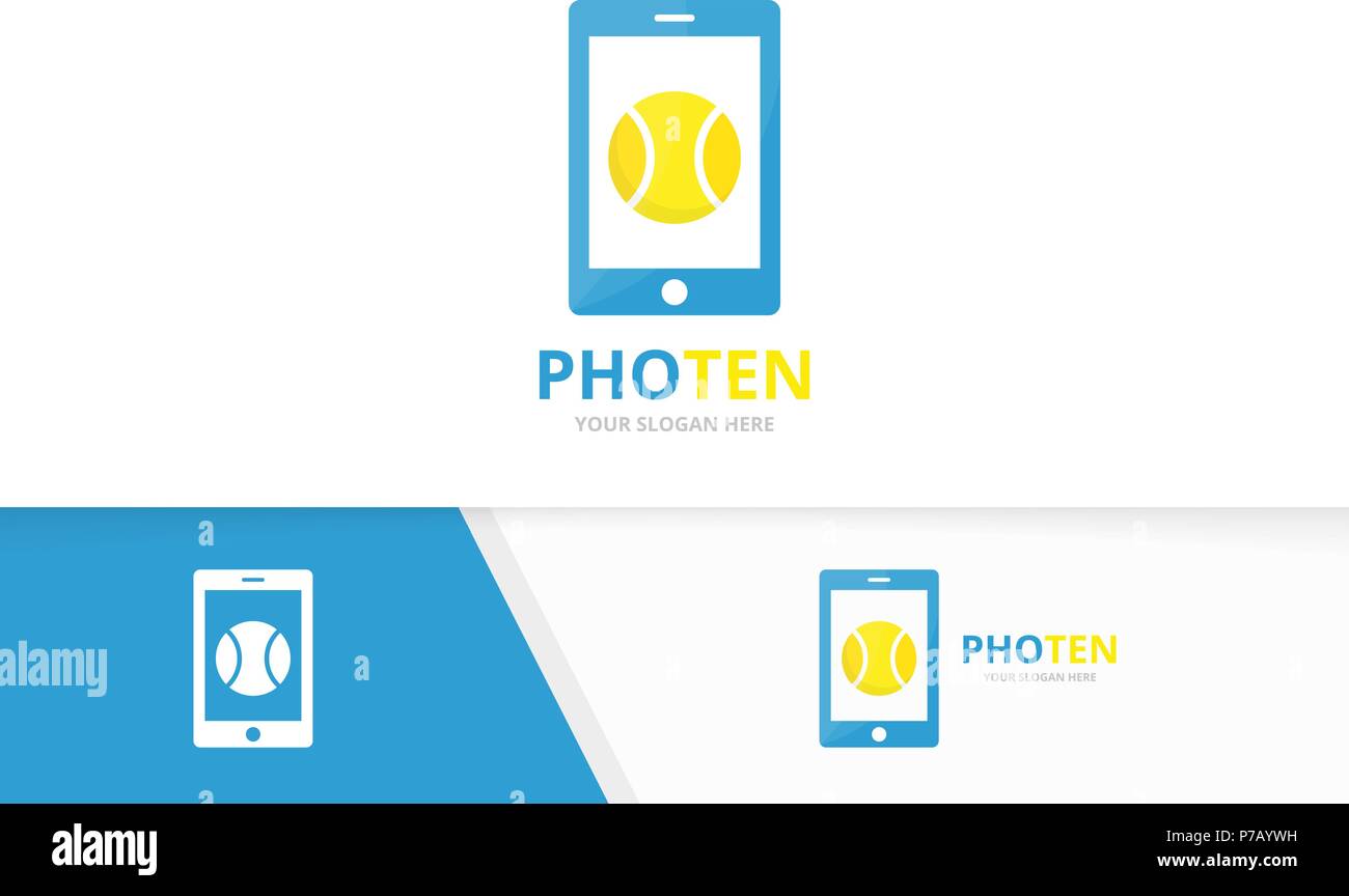 Vector tennis and phone logo combination. Game and mobile symbol or ...