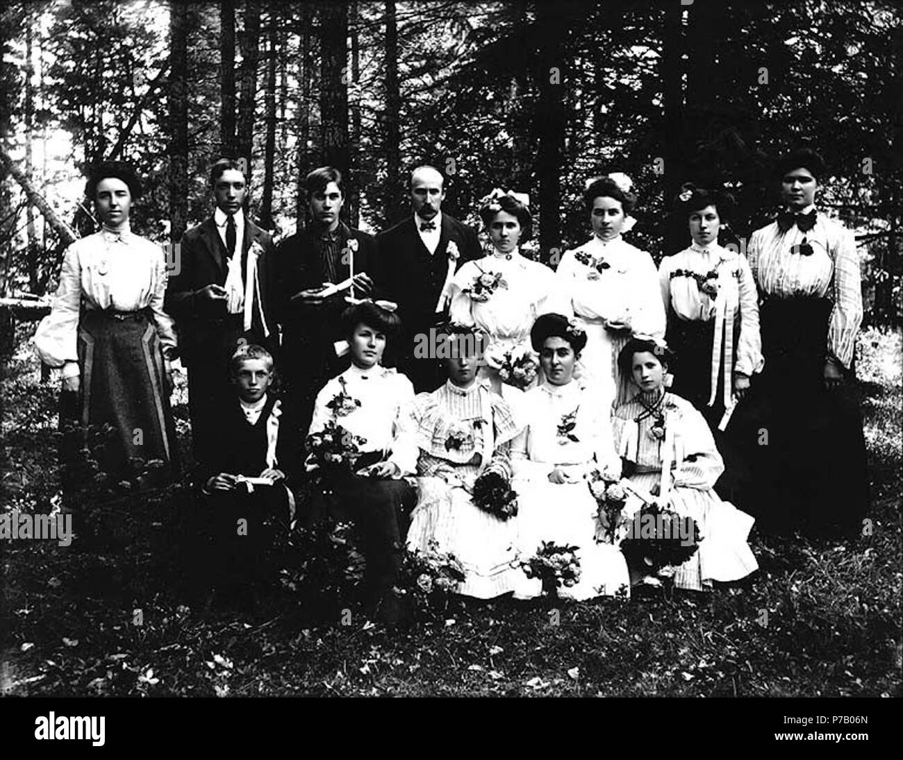 . English: Men and women of the graduating class of 1887 . English: On ...