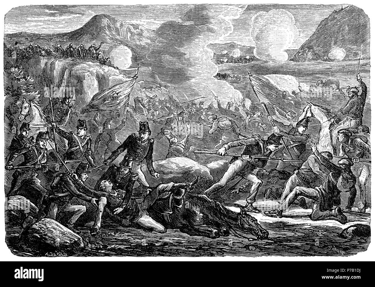 España. Primera guerra carlista (1833-1840). Combate en las alturas de ...