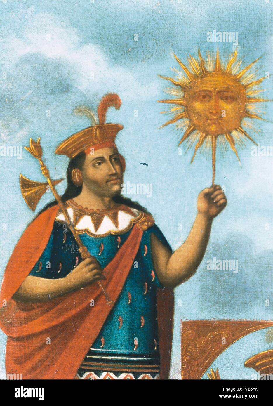 Manco Capac, fundador del Imperio Inca. Detail from Geneaology 18th ...
