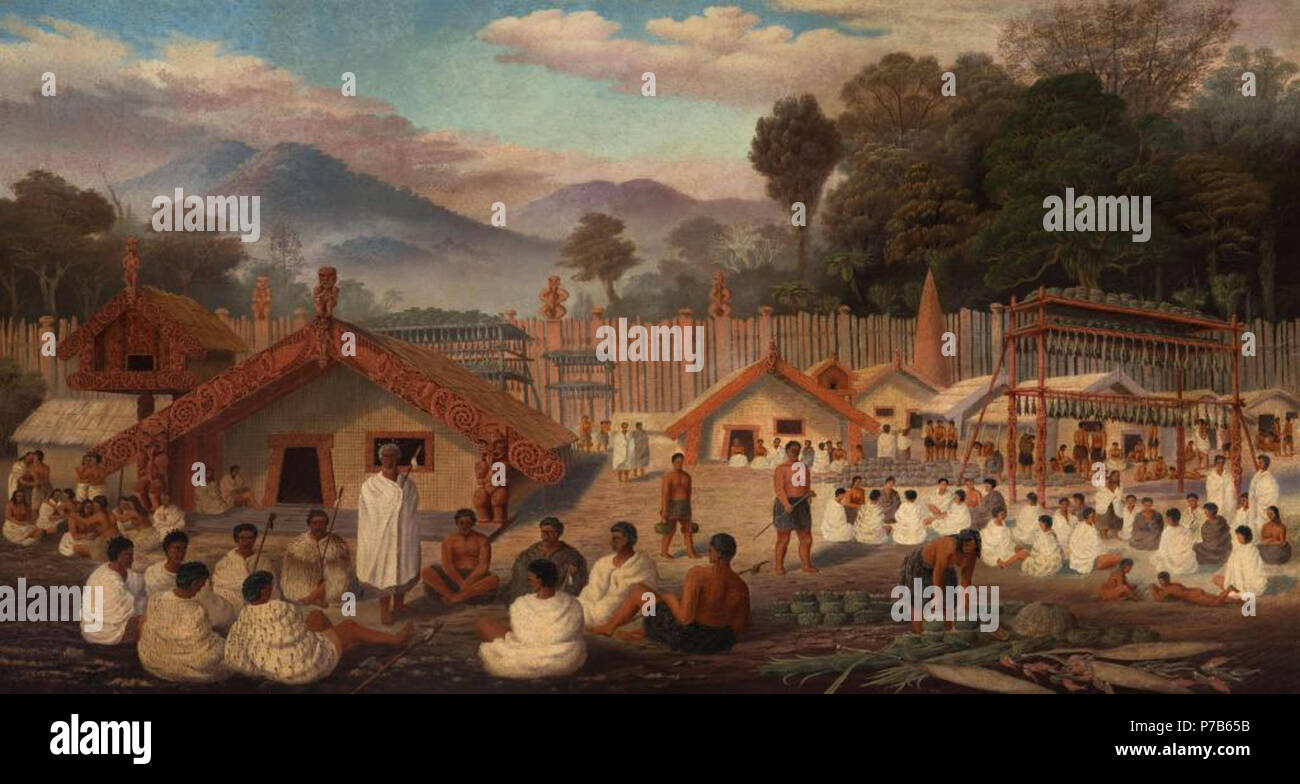 . The interior of a Maori pa in the olden time 1885 75 Sam Stuart - The ...