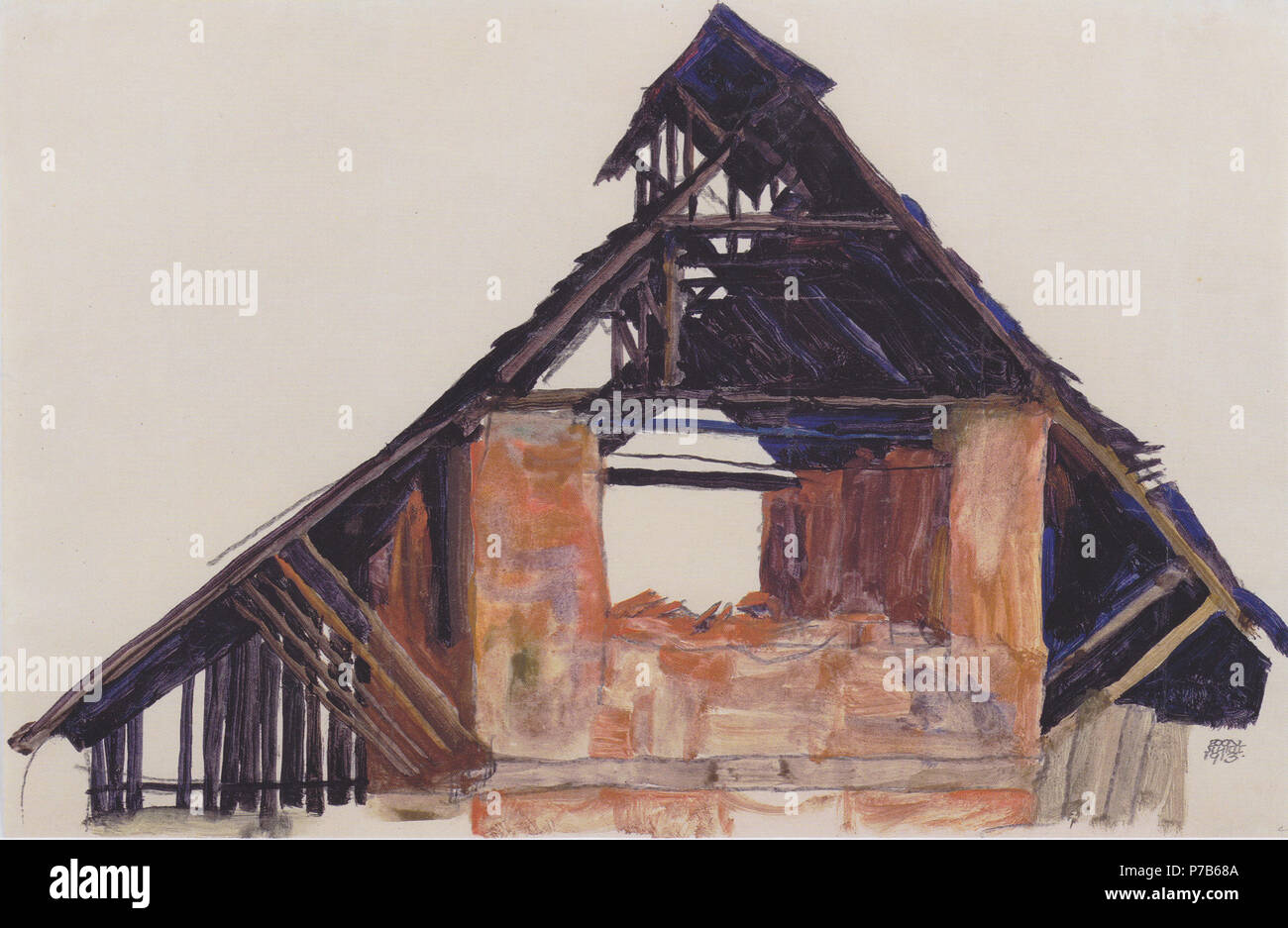 . Old Gable 1913 76 Egon Schiele - Alter Giebel - 1913 Stock Photo - Alamy